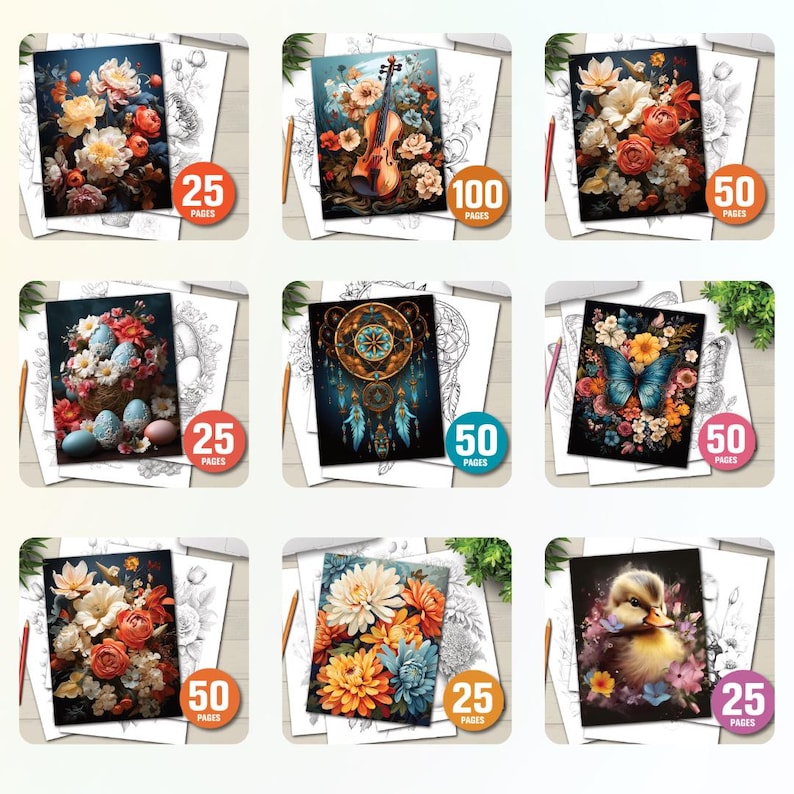 5000+ Hand Drawn Coloring Pages Bundle: Adults & Teens (PDF, PNG, SVG ...