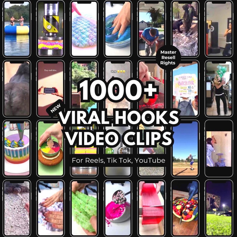 1000+ Viral Hook Videos Bundle PLR MRR Resell Rights Tiktok Reels ...