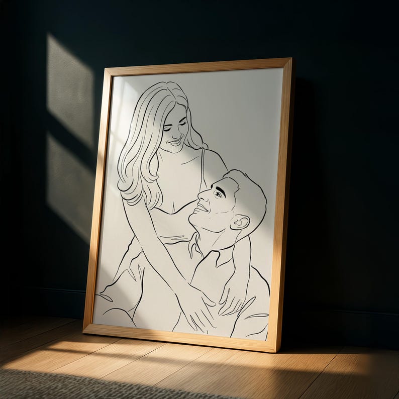 Personalized Couple Line Art From Photo, Minimal One Line Drawing ...