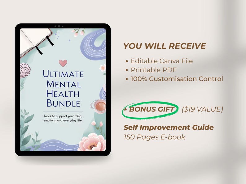 Digital Mental Health Planner Bundle: Self Care & Therapy (PDF Download ...