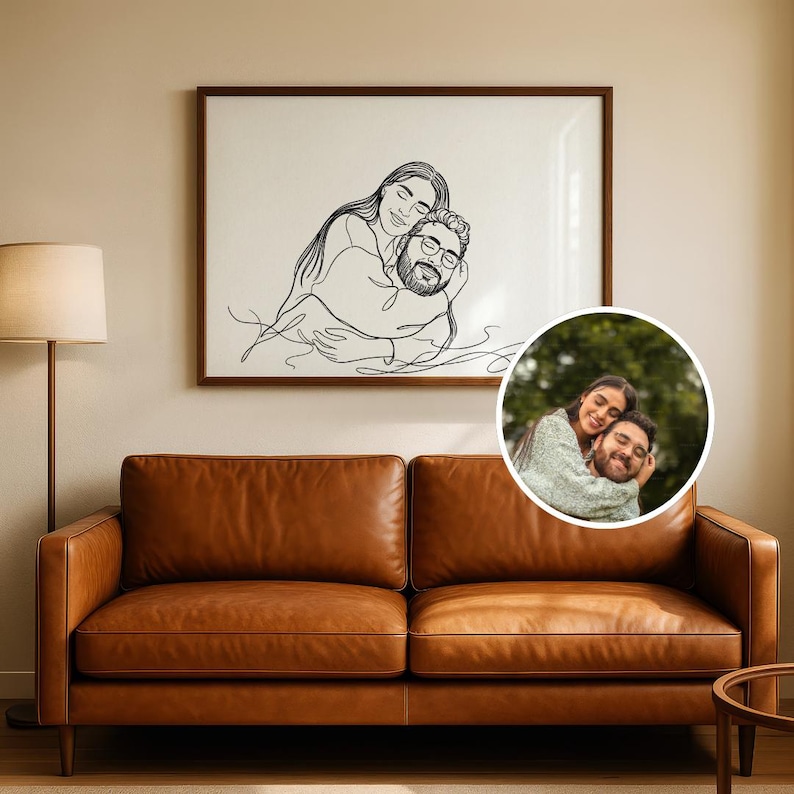 Personalized Couple Line Art From Photo, Minimal One Line Drawing ...