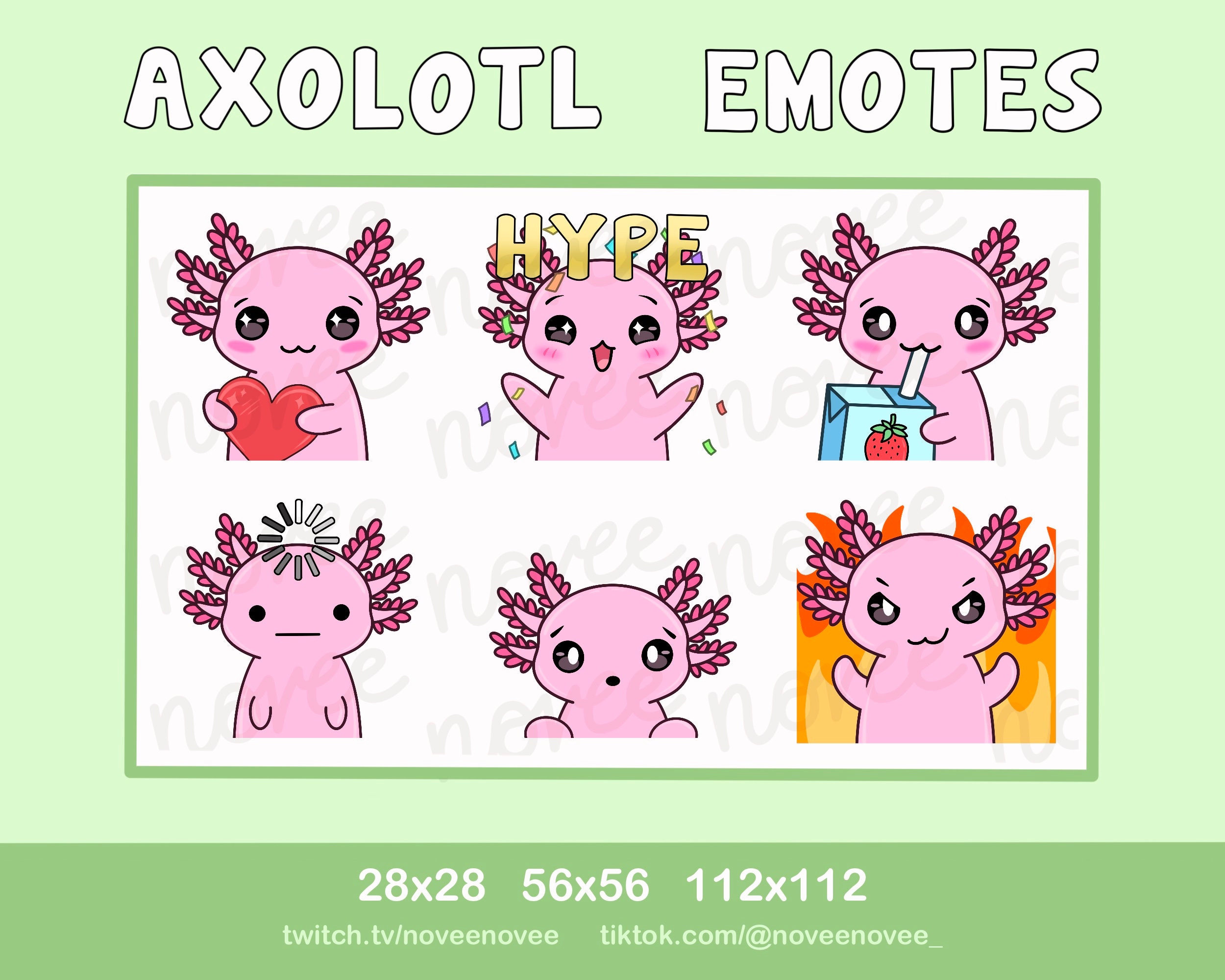 Axolotl Twitch Emotes (6) - Etsy