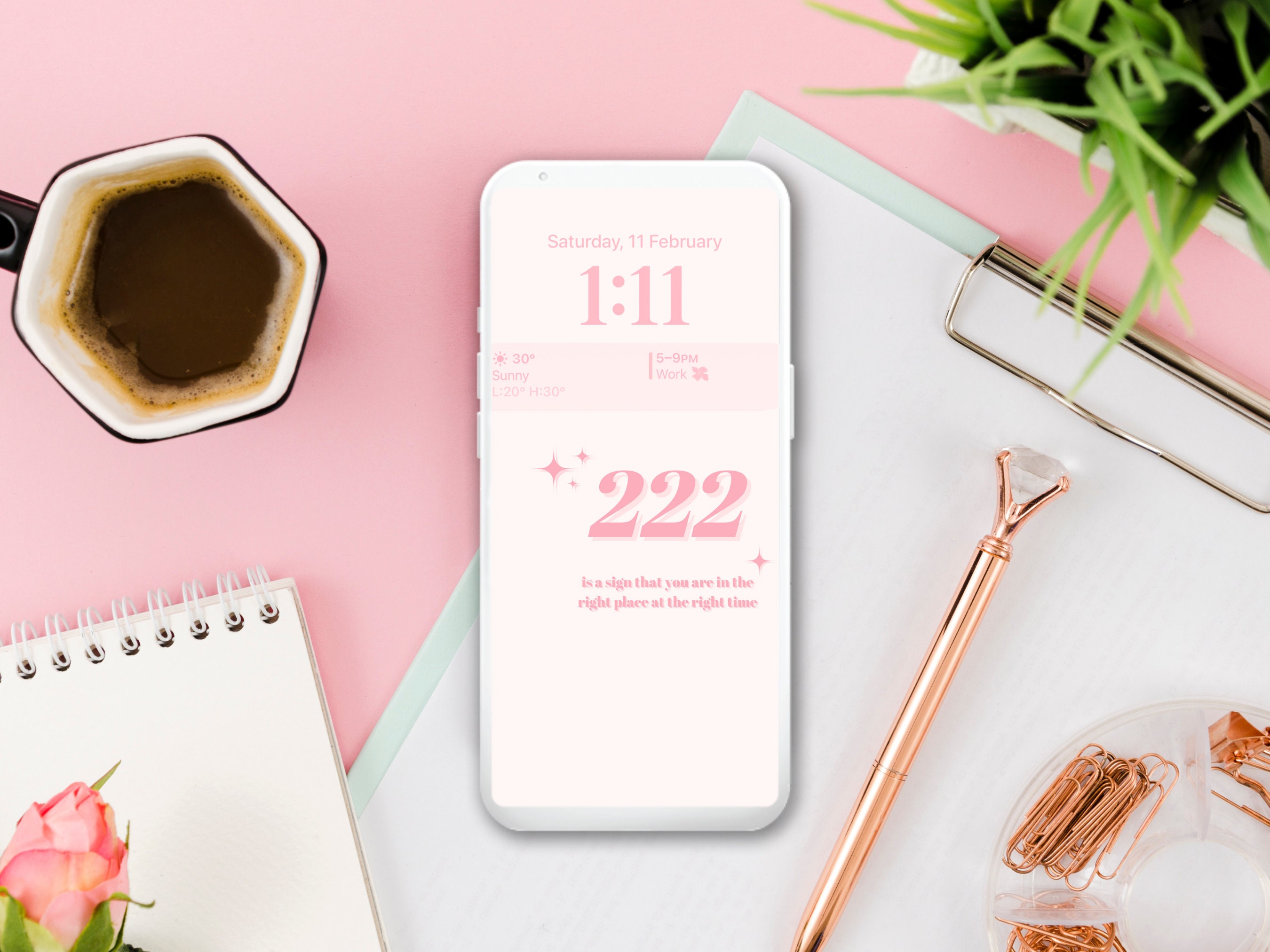 Phone Wallpaper ~ Angel Numbers Pink Aesthetic - Etsy