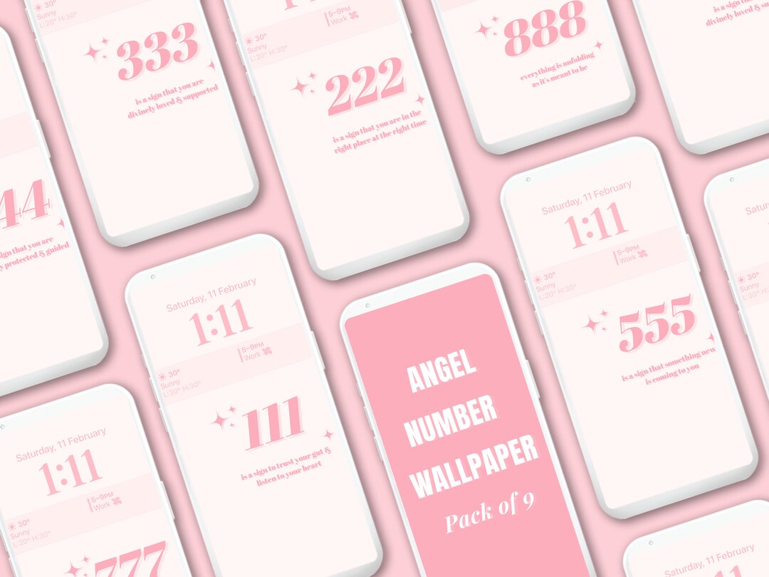 Phone Wallpaper ~ Angel Numbers Pink Aesthetic - Etsy