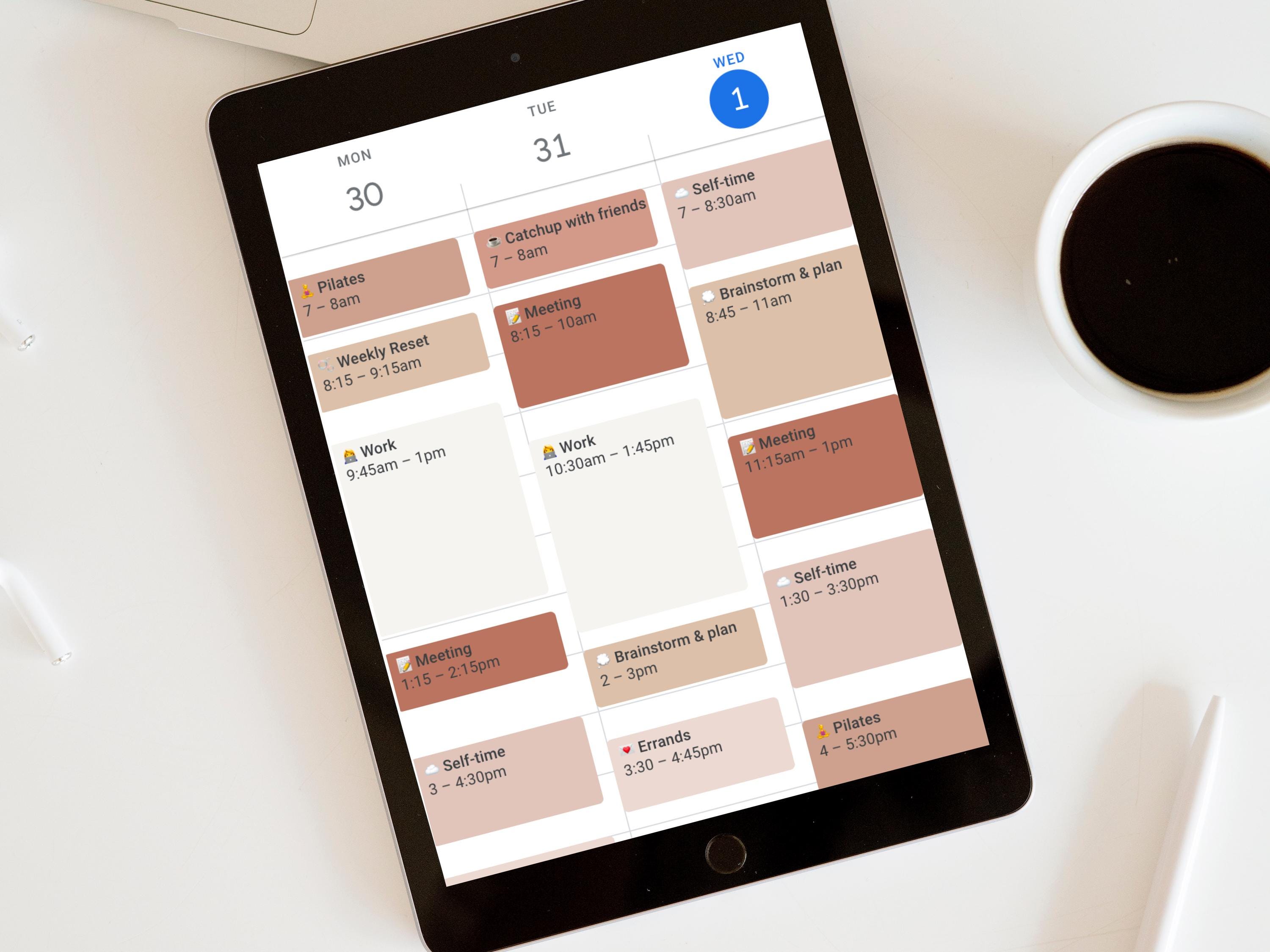 Iced Mocha Calendar Palette ~ Google Calendar Customisation - Etsy