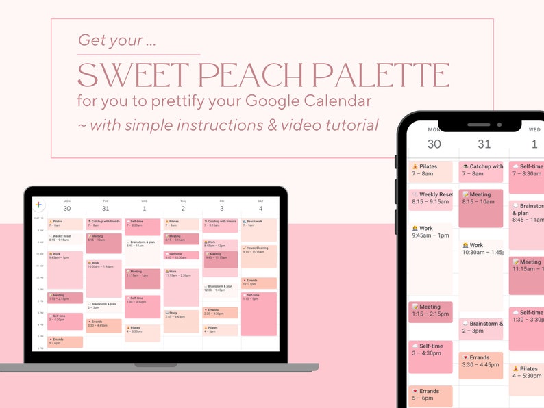 Calendar Customisation Palette Sweet Peach Pink - Etsy