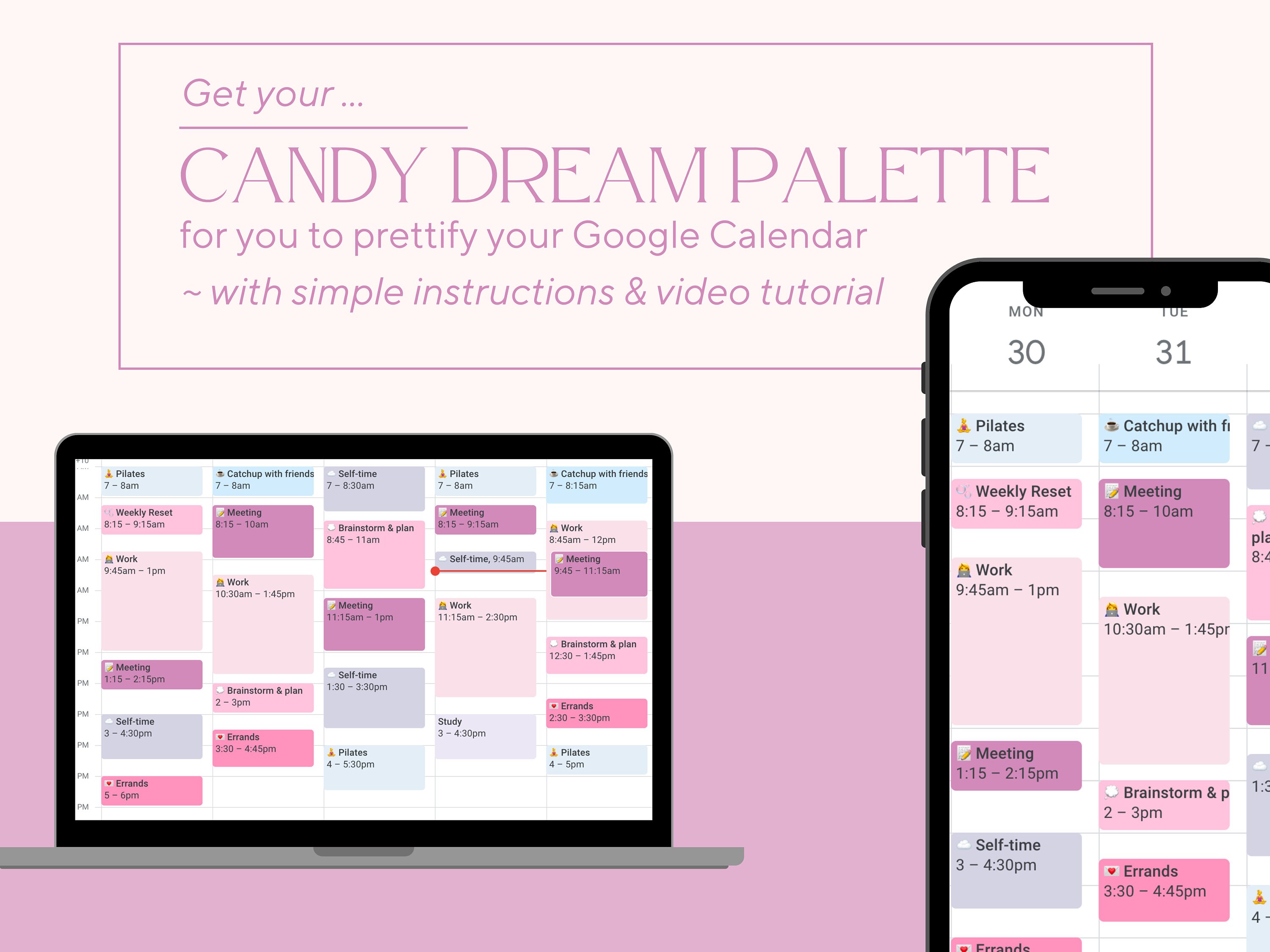 Google Calendar Customisation Palette Candy Dream - Etsy