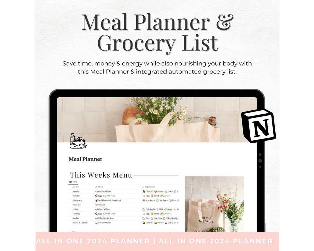 Ultimate Meal Planner & Grocery List All in One Notion Template - Etsy