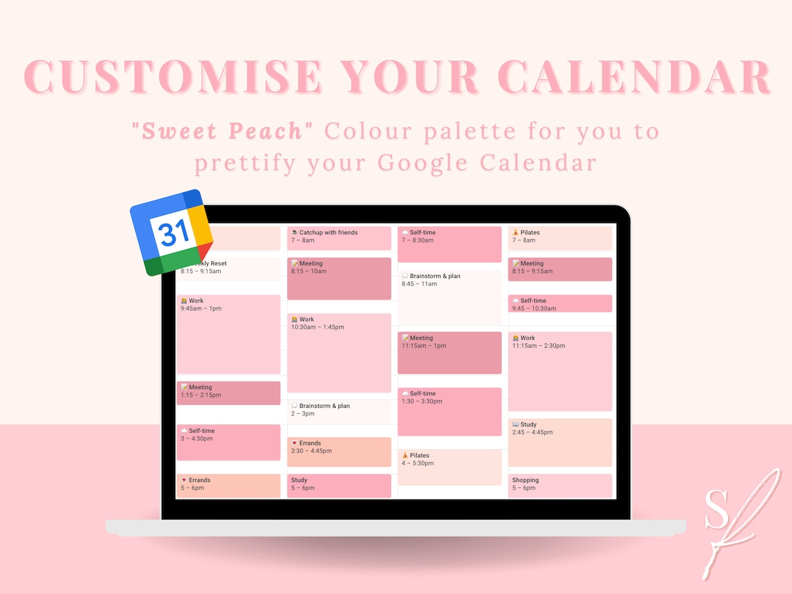 Google Calendar Customisation Palette Sweet Peach - Etsy