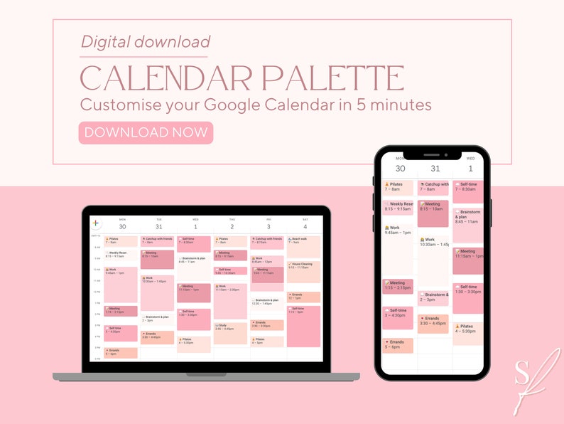 Calendar Customisation Palette Sweet Peach Pink - Etsy