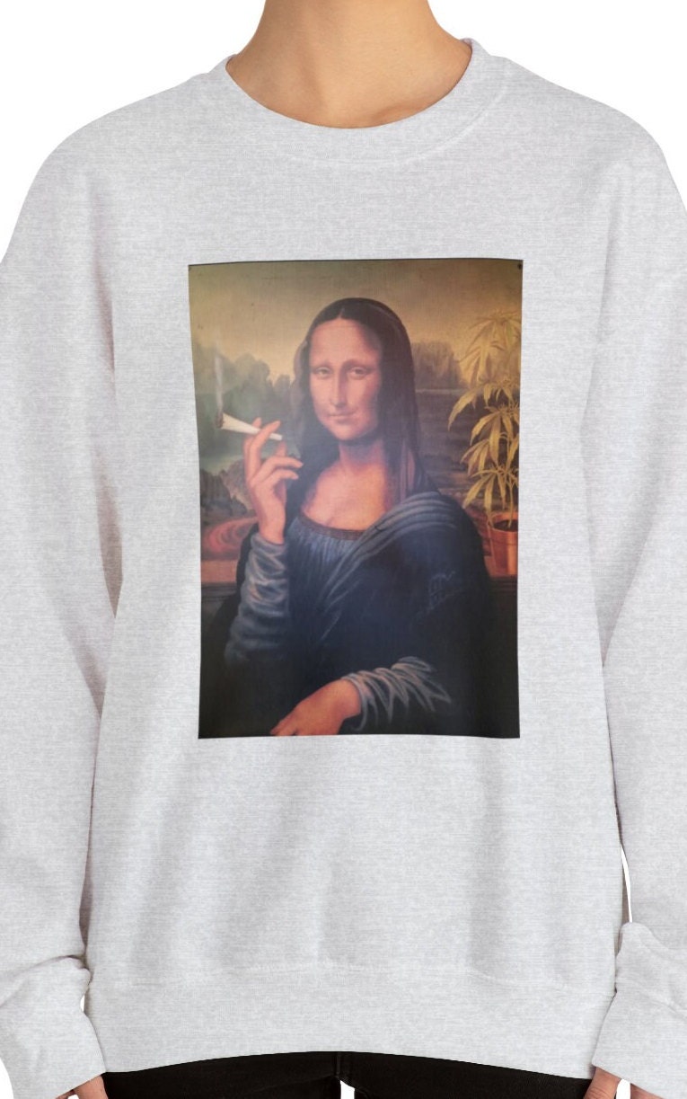 The Original Stoner Girl Mona Lisa Smoking Sweater Heavy - Etsy