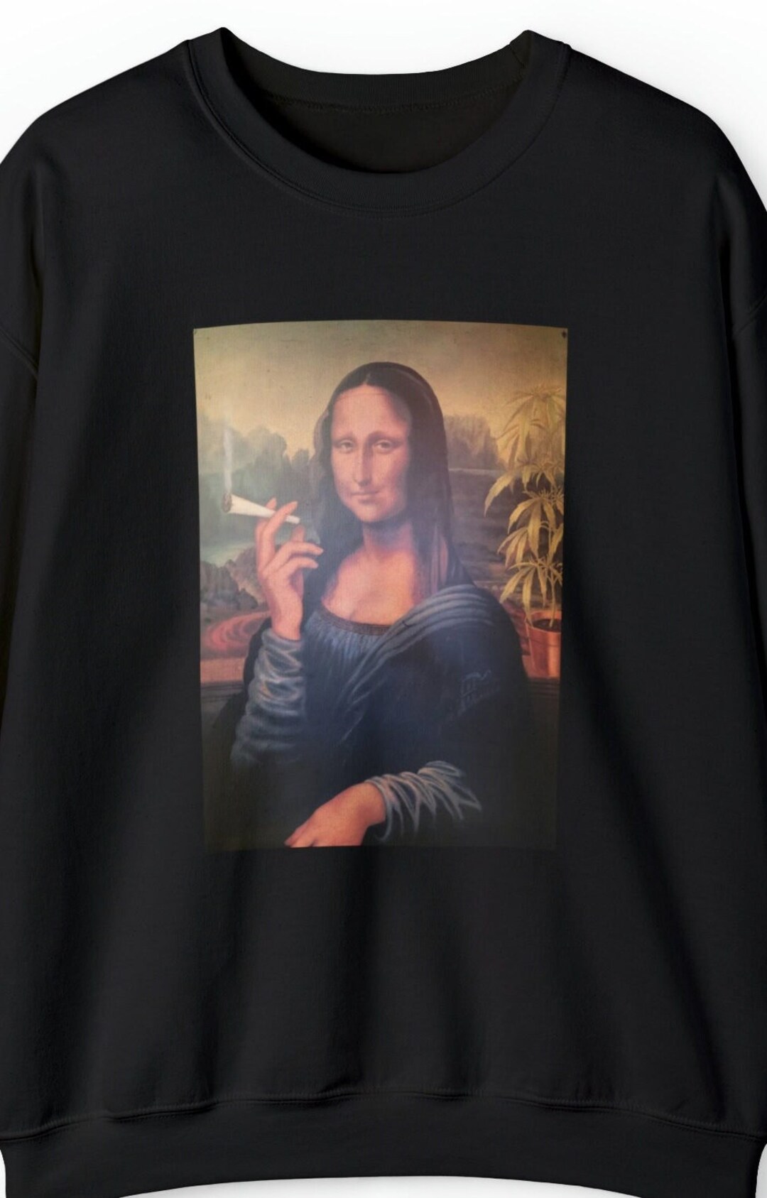 The Original Stoner Girl Mona Lisa Smoking Sweater Heavy - Etsy