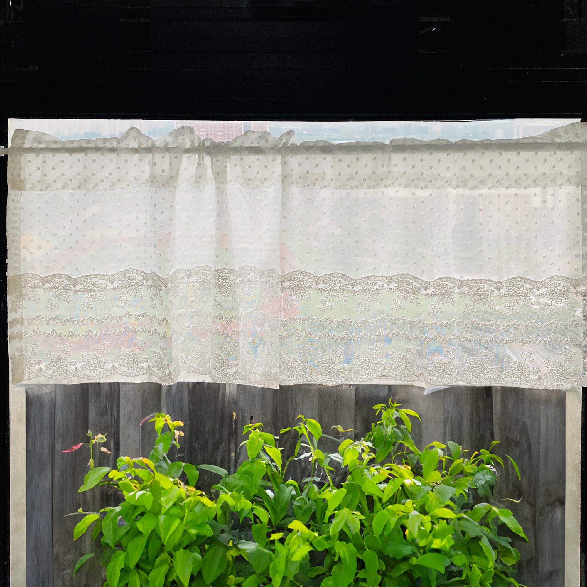 Elegant White Lace Kitchen Curtain With Embroidered Detailing, Chic ...