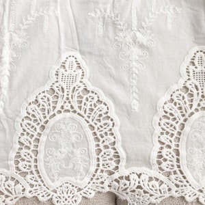 White Embroidered Short Curtain for Kitchen , Shabby Chic Cotton Lace ...