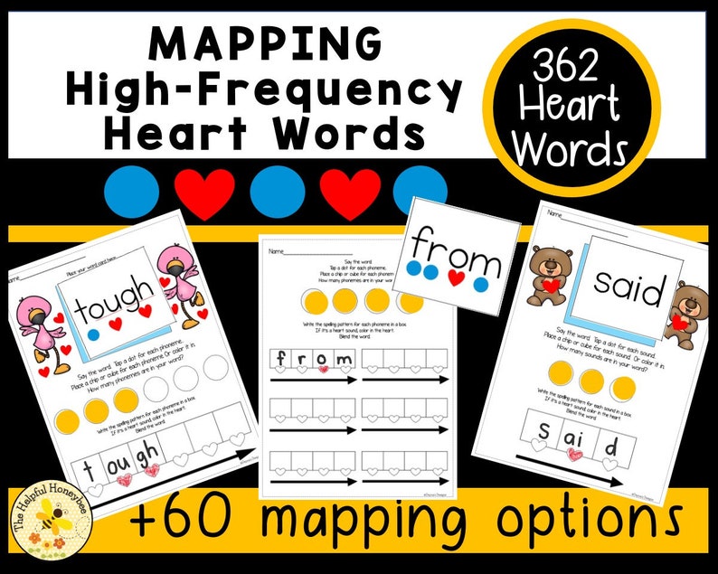 Phonics - Science of Reading - Mapping 362 High-frequency Sight / Heart ...