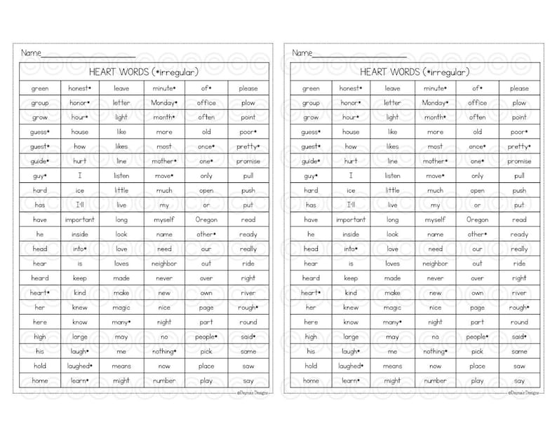 Phonics - Science of Reading - Mapping 362 High-frequency Sight / Heart ...