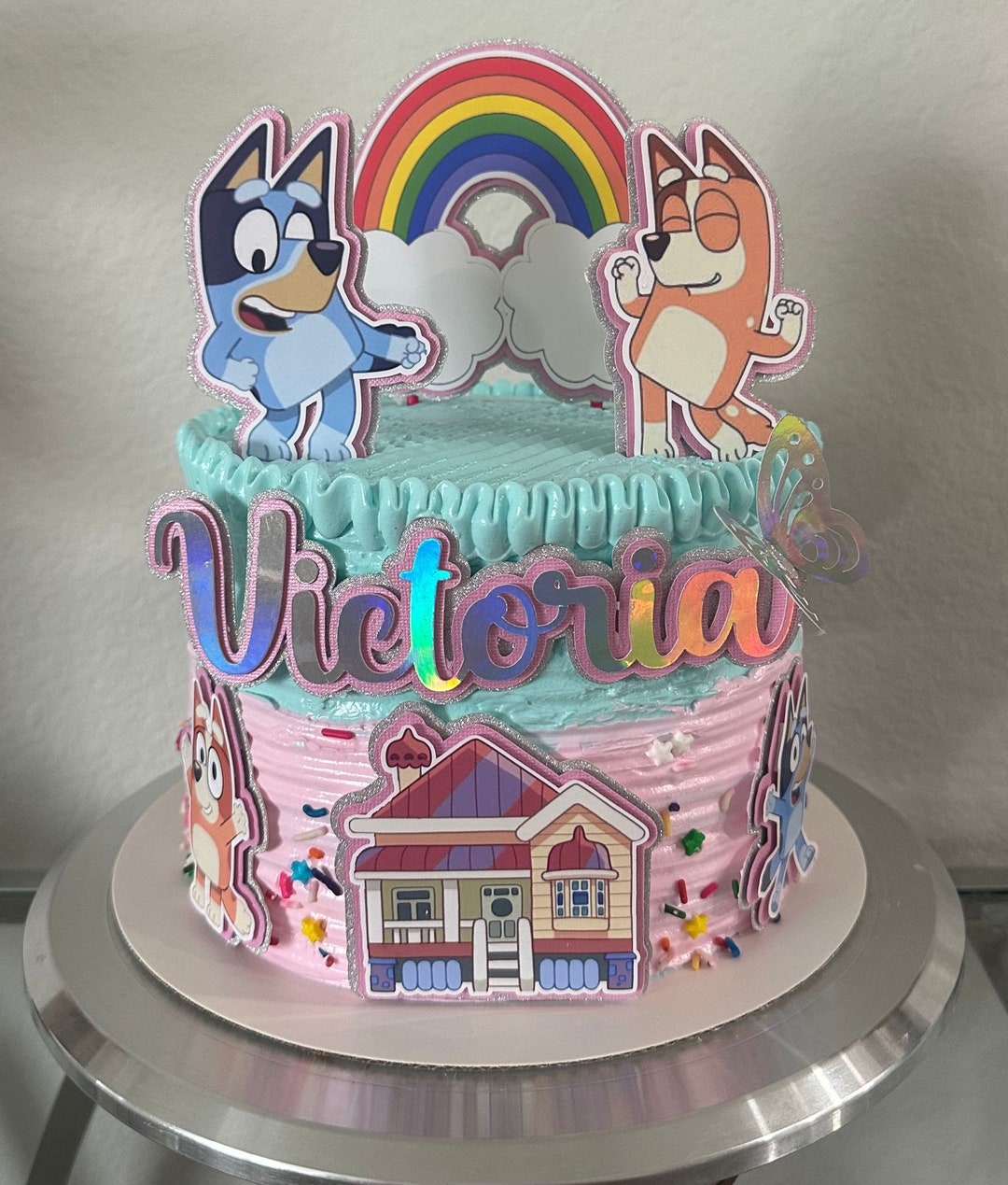 Cake Topper Bluey With Name - Etsy