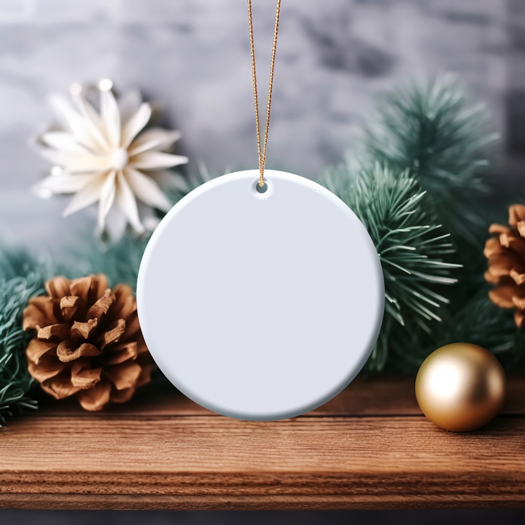 Christmas Mockup Blank White Round Ceramic Christmas Ornament, Blank ...