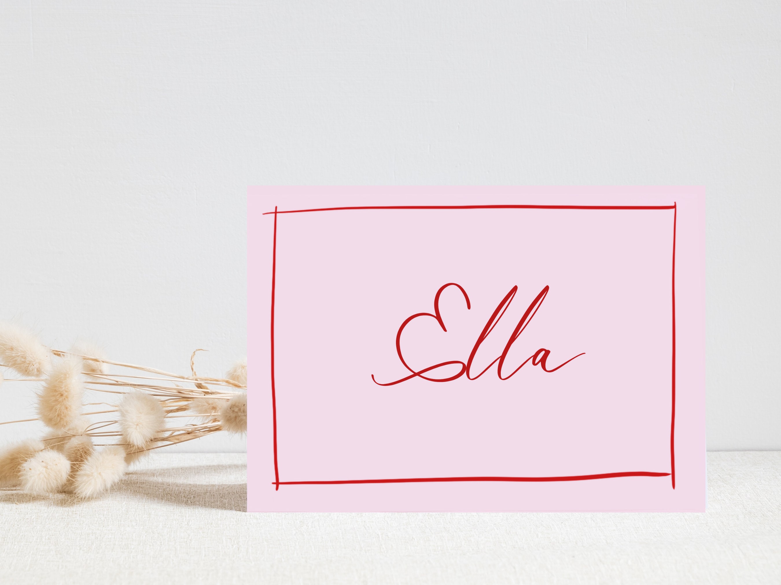 Placecard Hand Drawn Border Editable Template Instant Download, Pink ...