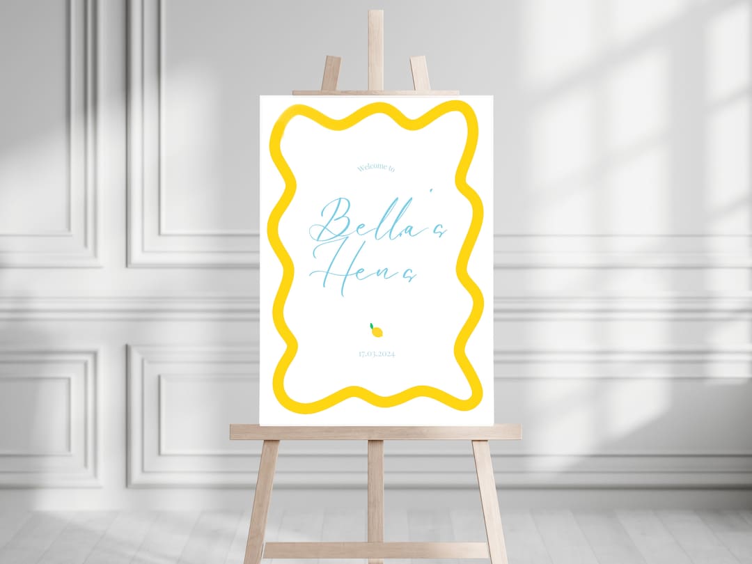 Welcome Sign Yellow Wavy Border Editable Template Instant Download ...