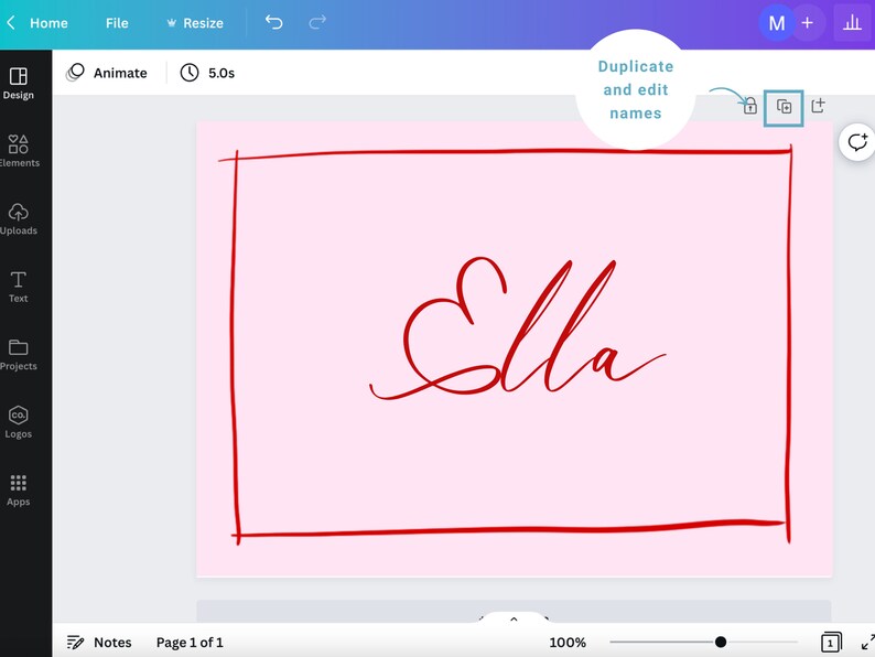 Placecard Hand Drawn Border Editable Template Instant Download, Pink ...