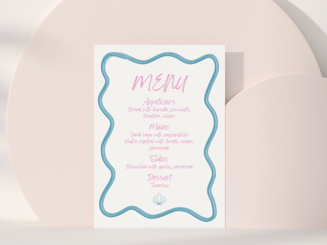 Menu Wavy Hand Painted Border Editable Template Instant Download ...