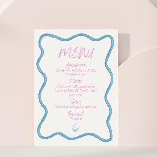 Menu Pink Red Wavy Editable Template Instant Download - Etsy