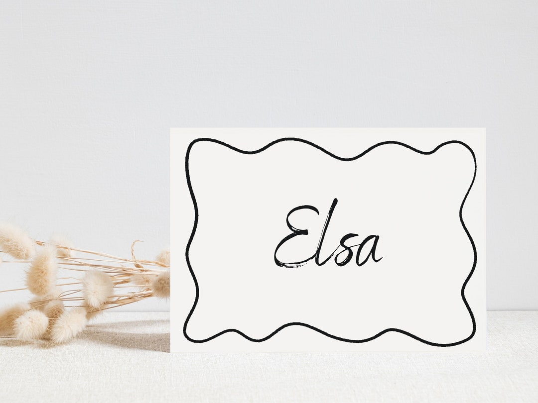 Placecard Wavy Hand Drawn Border Editable Template Instant - Etsy