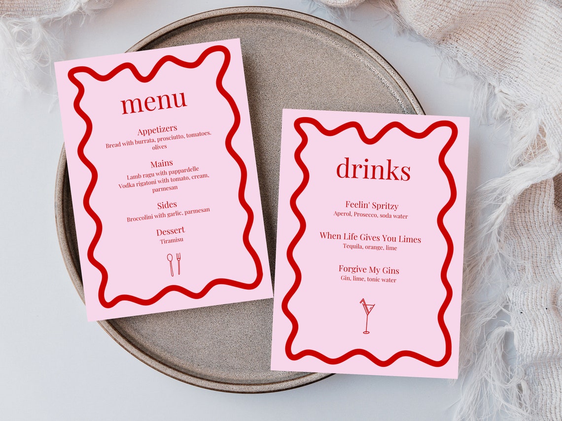 Event Bundle Pink Red Wavy Editable Template Instant Download, Welcome ...