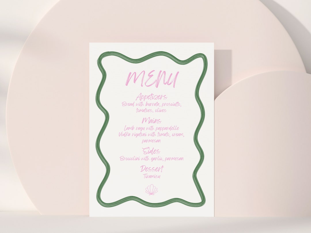 Menu Wavy Hand Painted Border Editable Template Instant Download ...
