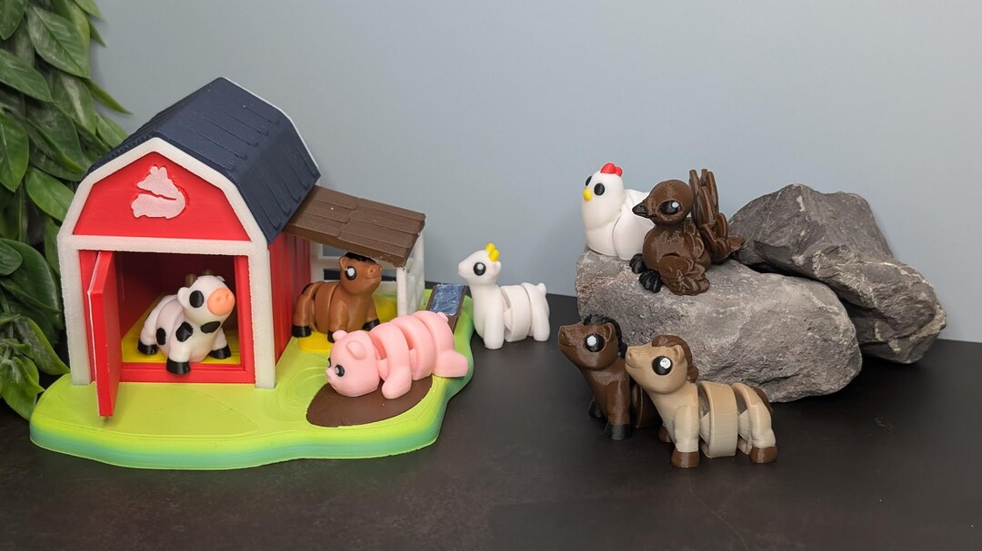 3D Printed Farm Playset: Barn With Articulated Animals - Etsy