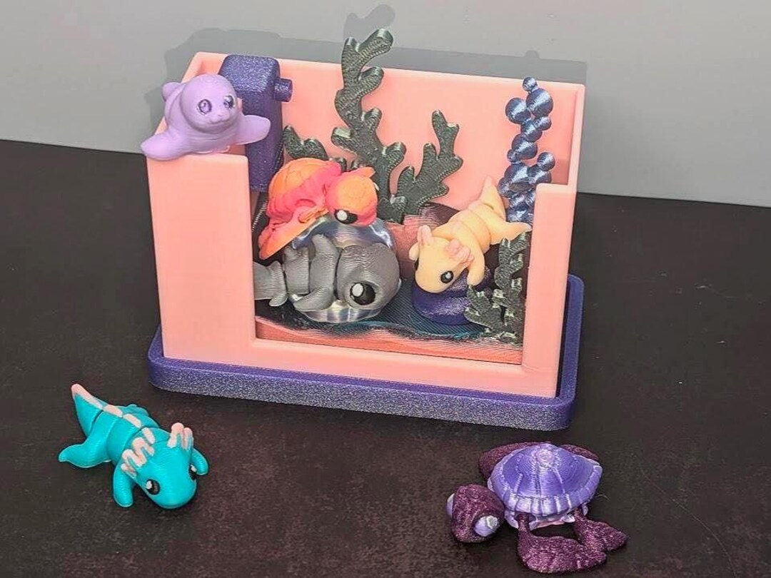 3D Printed Fish Tank Set: Pretend Play Miniature Animals - Etsy