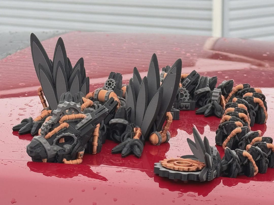 3D Printed Steampunk Winged Dragon With Fidget Spinner Tail: Cyberpunk ...