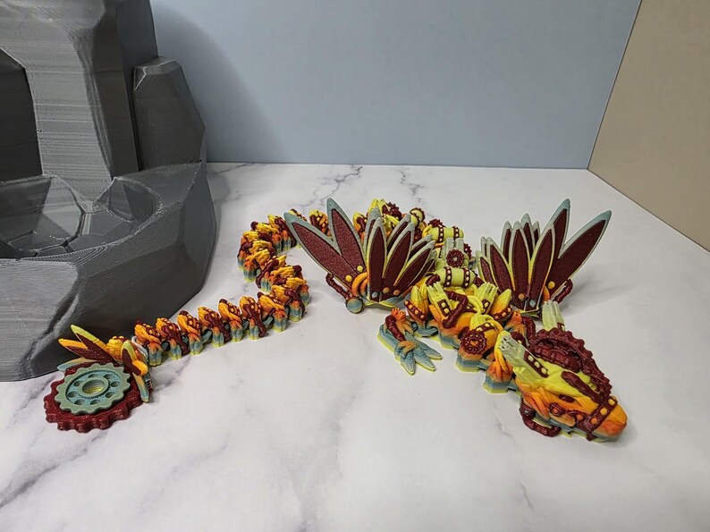 3D Printed Steampunk Winged Dragon With Fidget Spinner Tail: Cyberpunk ...