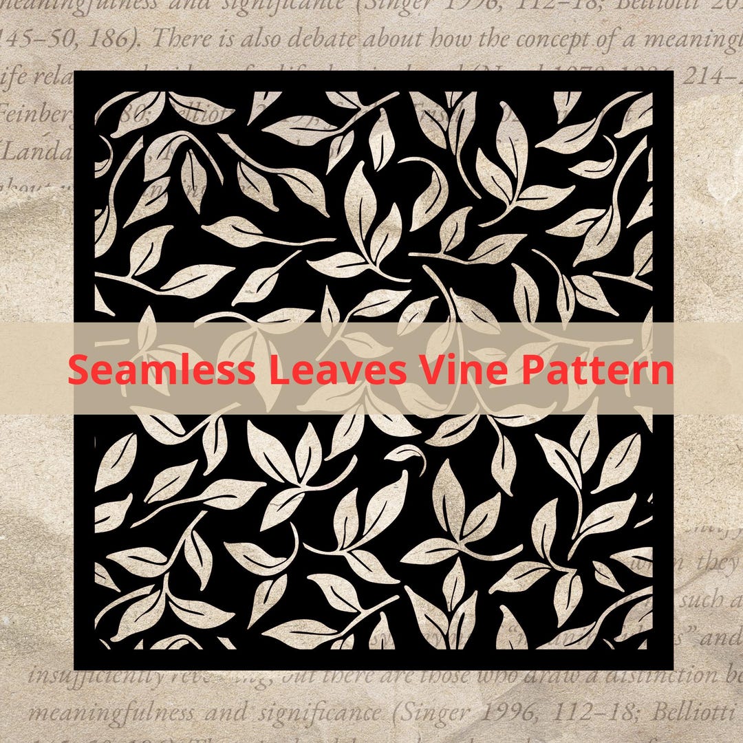 Seamless Leaves Vine Pattern SVG Cutting File Floral Leaf Stencil for ...