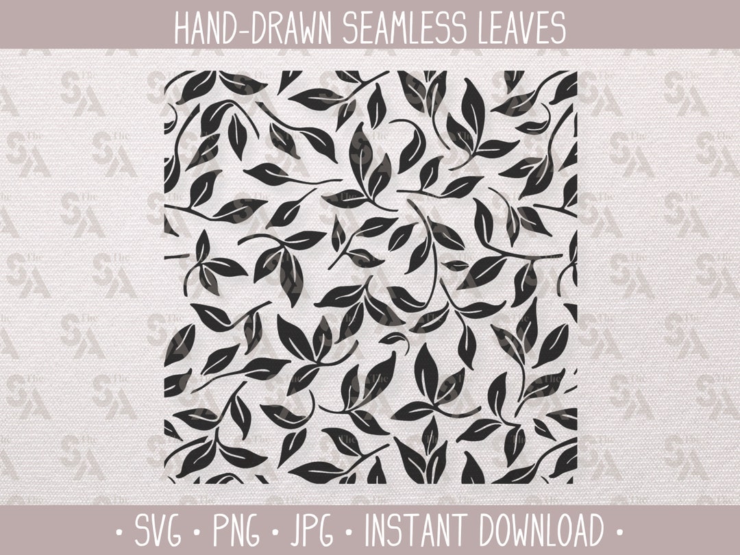 Hand-drawn Seamless Leaves Vine Pattern SVG Cutting File Floral Leaf ...