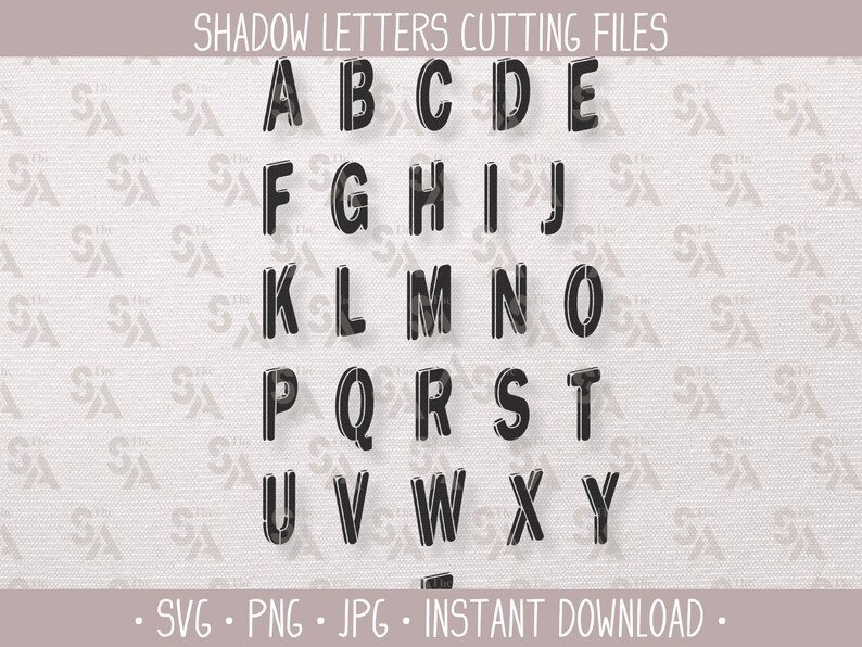Narrow Shadow Letters SVG Cutting File Bold Side View Font Stencil ...