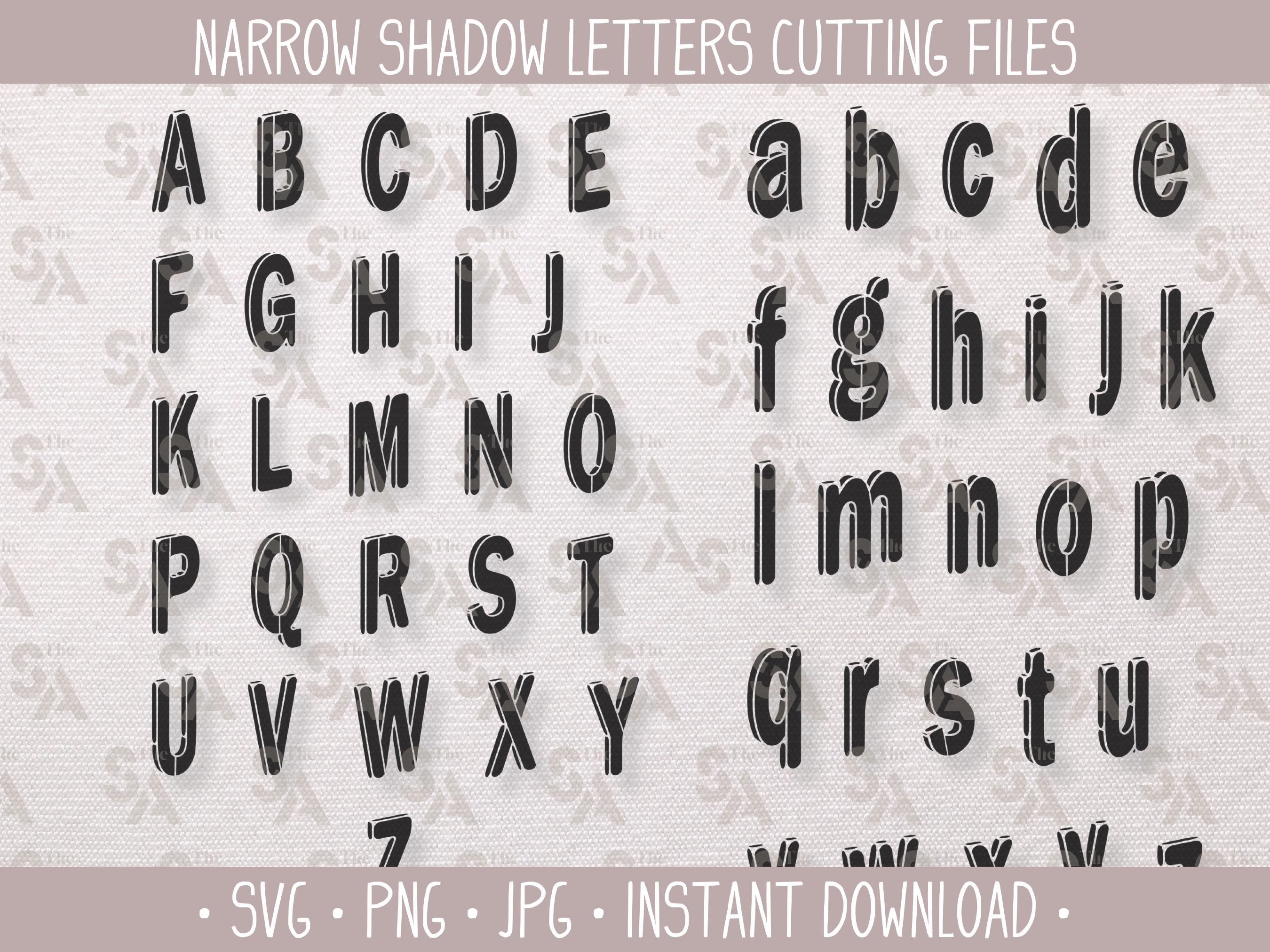 Narrow Shadow Letters SVG Cutting File Bold Side View Font Stencil ...