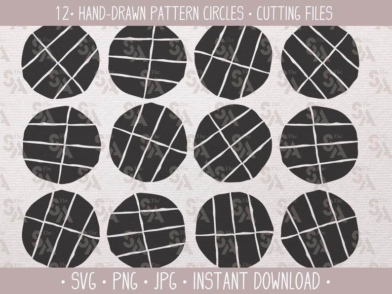 Hand-drawn Wonky Checkered Circles SVG Set of 12 Imperfect Circle ...