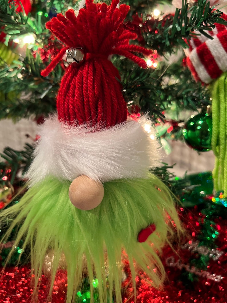 Grinch Gnome Ornament With Clear Glass Bulb - Etsy