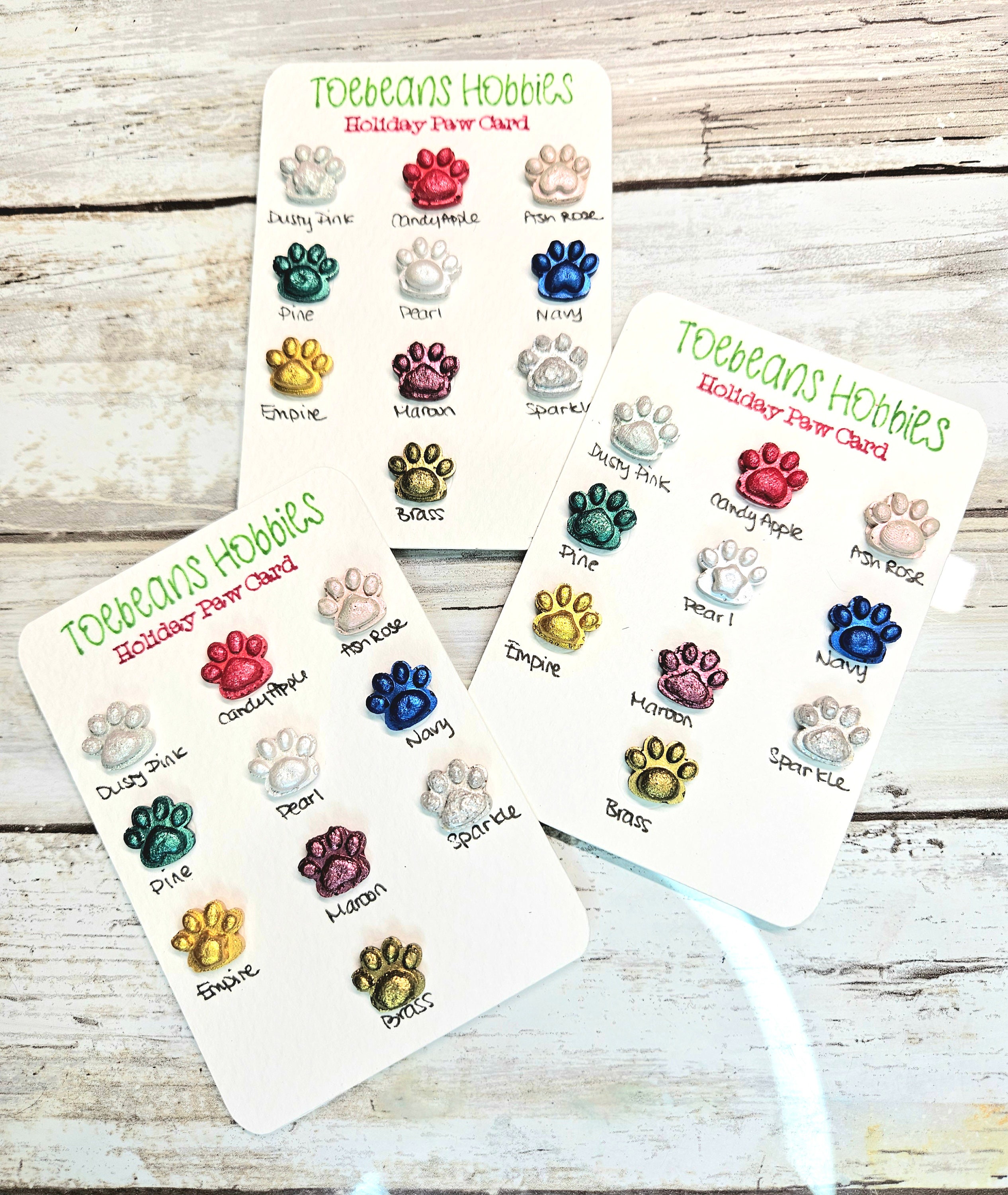 Holiday Paw Card | Handmade Watercolor Paint | Mica Metallic - Etsy