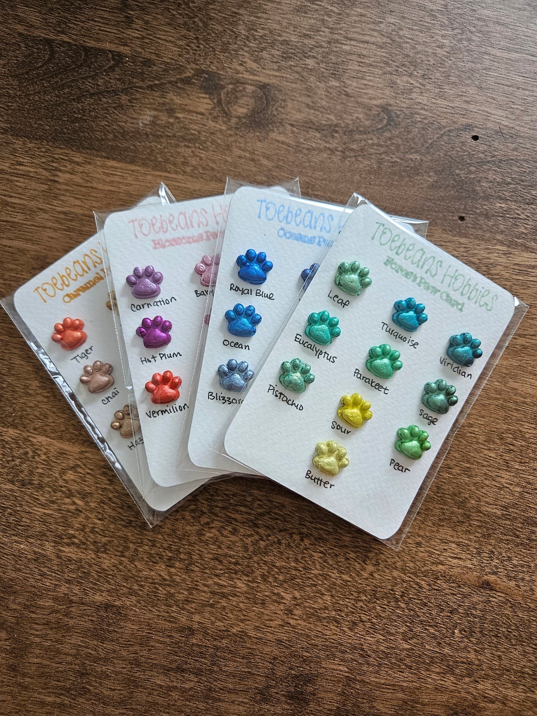 Paw Card (mica) | Handmade Watercolor Paint | Mica Metallic - Etsy