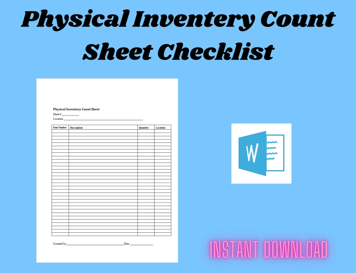 Physical Inventory, Count Sheet, Physical Checklist, Inventory ...