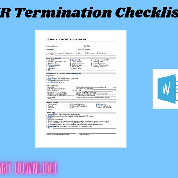 Employee Termination Form - Etsy