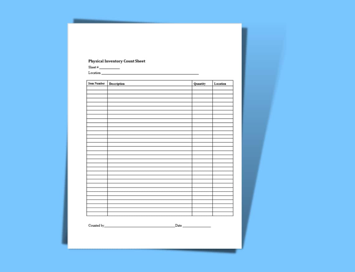 Physical Inventory, Count Sheet, Physical Checklist, Inventory ...