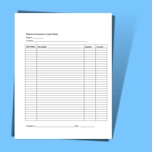 Physical Inventory, Count Sheet, Physical Checklist, Inventory ...
