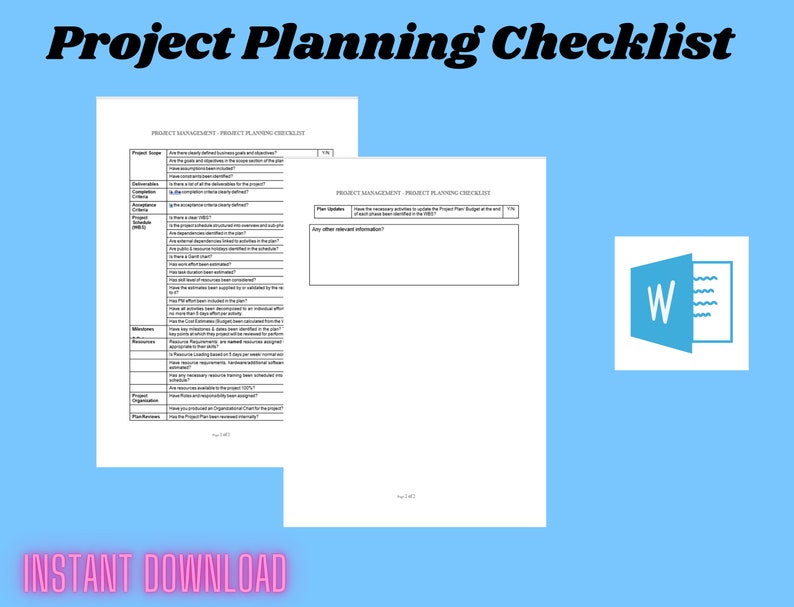 Project Planning, Project Checklist, Planning Checklist, Business ...
