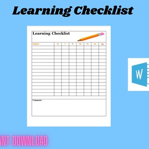 Learning Checklist, Student Checklist, Teacher Checklist, Homework ...