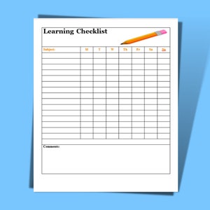 Learning Checklist, Student Checklist, Teacher Checklist, Homework ...