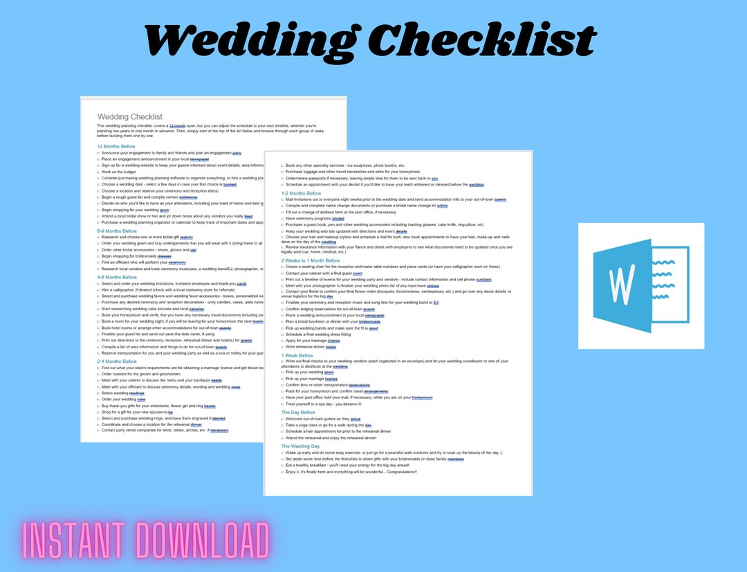 Wedding Checklist, Birthday Checklist, Marriage List, Party Checklist ...
